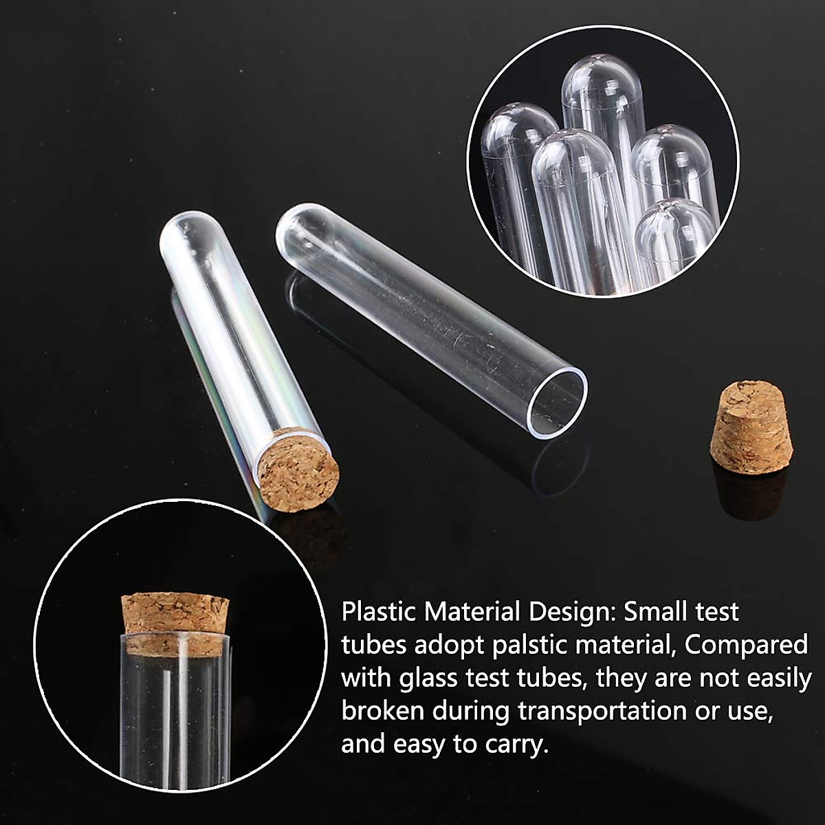 KINDPMA 20Pcs 18ml Clear Plastic Test Tubes 18x105mm with Cork Stoppers Tube Holder Candy Test Tubes for DIY Flowers Crafts Candy Bath Salts Storage Halloween Christmas Science Lab Wedding Party Favor