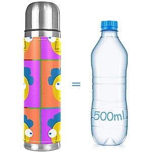 Stainless Steel Leather Vacuum Insulated Mug 昏阙脑袋 | Thermos Water Bottle for Hot and Cold Drinks Kids Adults 16 Oz