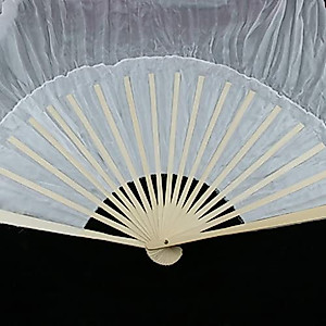 RAZZUM 2 Pair Silk Belly Dance Fan Veils Long Women Large Folding Fan, Stage Performance Props Fan