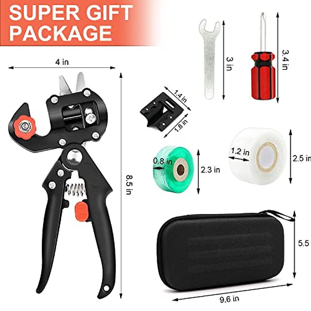 Krewey 2-in-1 Garden Grafting Tools Pruner Kit, V-Graft Omega-Graft and U-Graft, Plant Branch Vine Fruit Tree Cutting Tool Kits Scissors