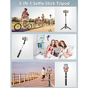 Selfie Stick Tripod with Light, 45'' Selfie Stick with Wireless Remote, Portable Phone Tripod Compatible with iPhone 16/15 Pro Max/15/14 Pro/14/13, Samsung S22/ S23 Ultra/Android Smartphone