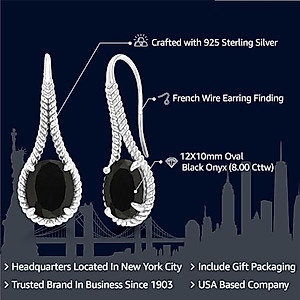 Gem Stone King Oval Gemstone Dangle Earrings For Women In 925 Sterling Silver | 12X10MM Oval Gemstone Birthstone French Wire Drop Dangle Earrings | 1.18 Inch