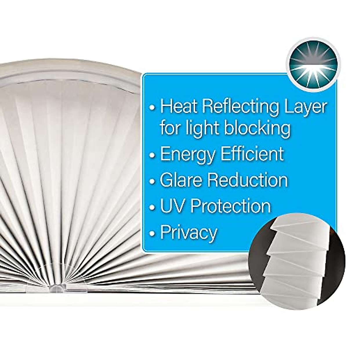 Redi Shade No Tools Original Arch Light Blocking Pleated Fabric Shade White, 72 in x 36 in