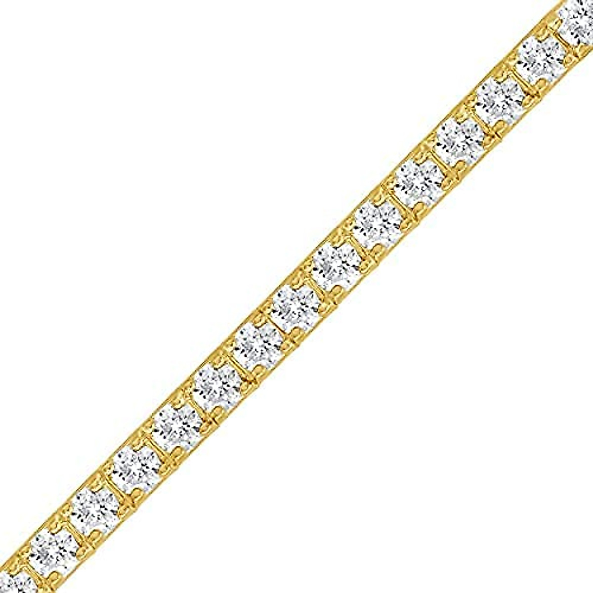 Beyond Brilliance 4.00 Carat Diamond, Tennis Bracelet (J-K, I2-I3) 14K Yellow Gold 4 Prong Set Round Cut Diamond Bracelet Natural Diamond Jewelry for Women| Gift Box Included