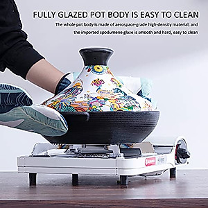 AIZYR Nonstick Ceramic Tagine Cooking Pot with Lid, Moroccan Braiser Tajine Pot Multifunctional Cookware for Stew Soup,1.6l