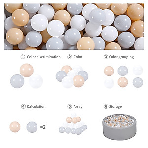 GOGOSO Play Balls for Toddlers - 100 pcs Ball Pits Balls Beige Grey White, BPA Free Plastic Balls for Ball Pit Toys Crush Balls for Boys Girls Toddlers