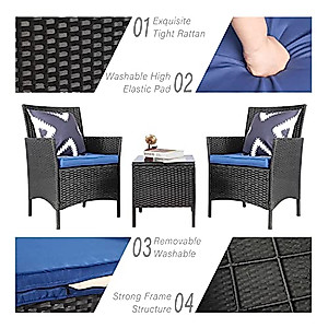 PAOLFOX 3 Pieces Patio Furniture Sets,Wicker Patio Set,PE Rattan Patio Furniture,Patio Bistro Sets,Porch Furniture,Outdoor Conversation Sets,Wicker Patio Chairs,Balcony Furniture Set
