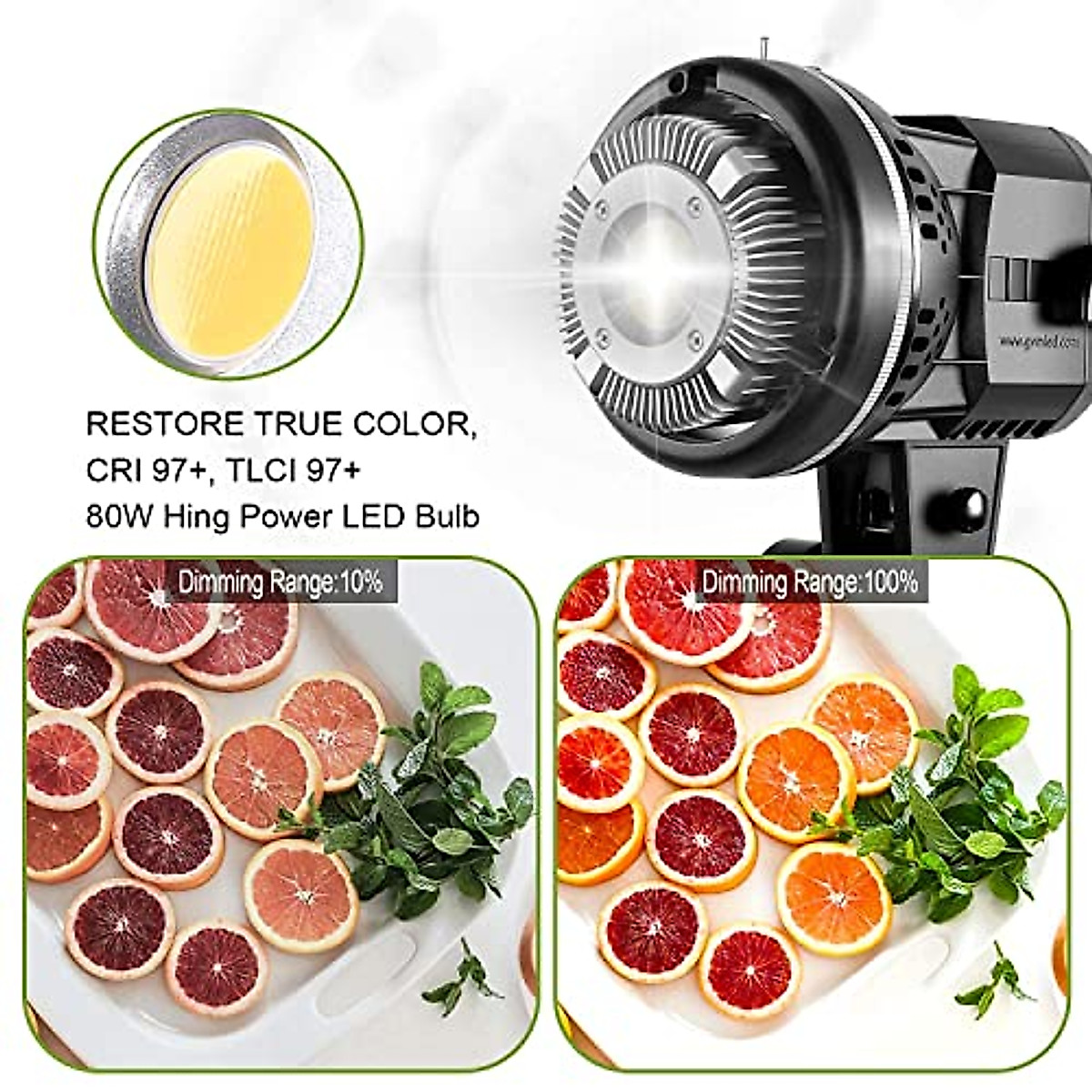 GVM 80W Photo Studio Lighting Kit, LED Video Light with Bowen Mount 23.6" Softbox, Tripod Stand, Continuous Output Daylight 5600K Lights for Photography