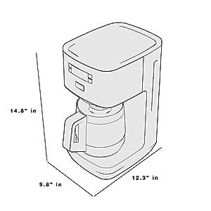 GE Drip Coffee Maker With Timer | 12-Cup Glass Carafe Coffee Pot With Warming Plate | Adjustable Brew Strength | Wide Shower Head for Maximum Flavor | Kitchen Essentials | Stainless Steel