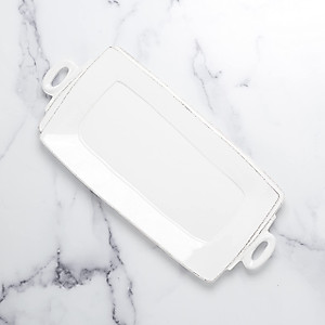 Vietri Lastra White Collection Italian Serveware Sets (Handled Rectangular Platter)