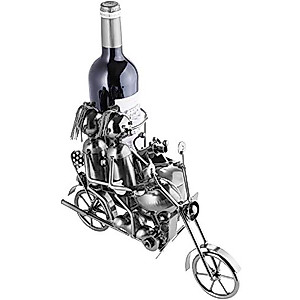 BRUBAKER Wine Bottle Holder Motorcycle Couple with Dog in Sidecar Metal Sculptures and Figurines Decor Wine Racks and Stands Gifts Decoration