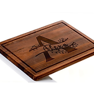 Custom Monogrammed Gifts for Christmas, Personalized Cutting Board, Charcuterie Board, Letter A-Z Engraved, Special Gift for Women, Men, Her, Him, Monogram Letters for Mom, Grandma, Made in USA