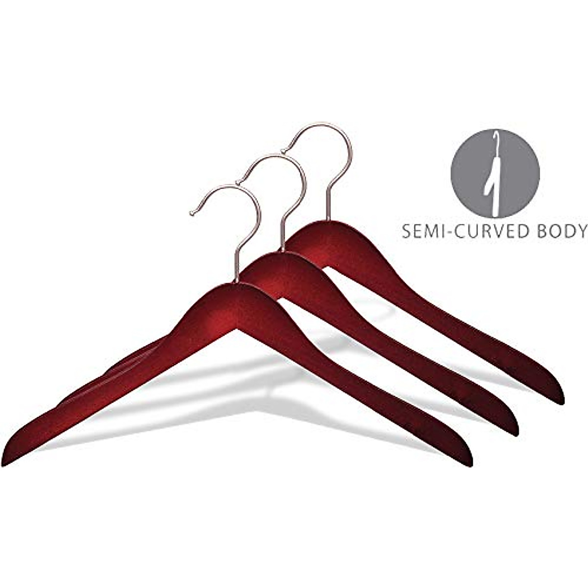 Cherry Finish Wood Top Hanger with Concave Body and Matte Nickle Hardware in 17" Length X 5/8" Thick, Box of 24