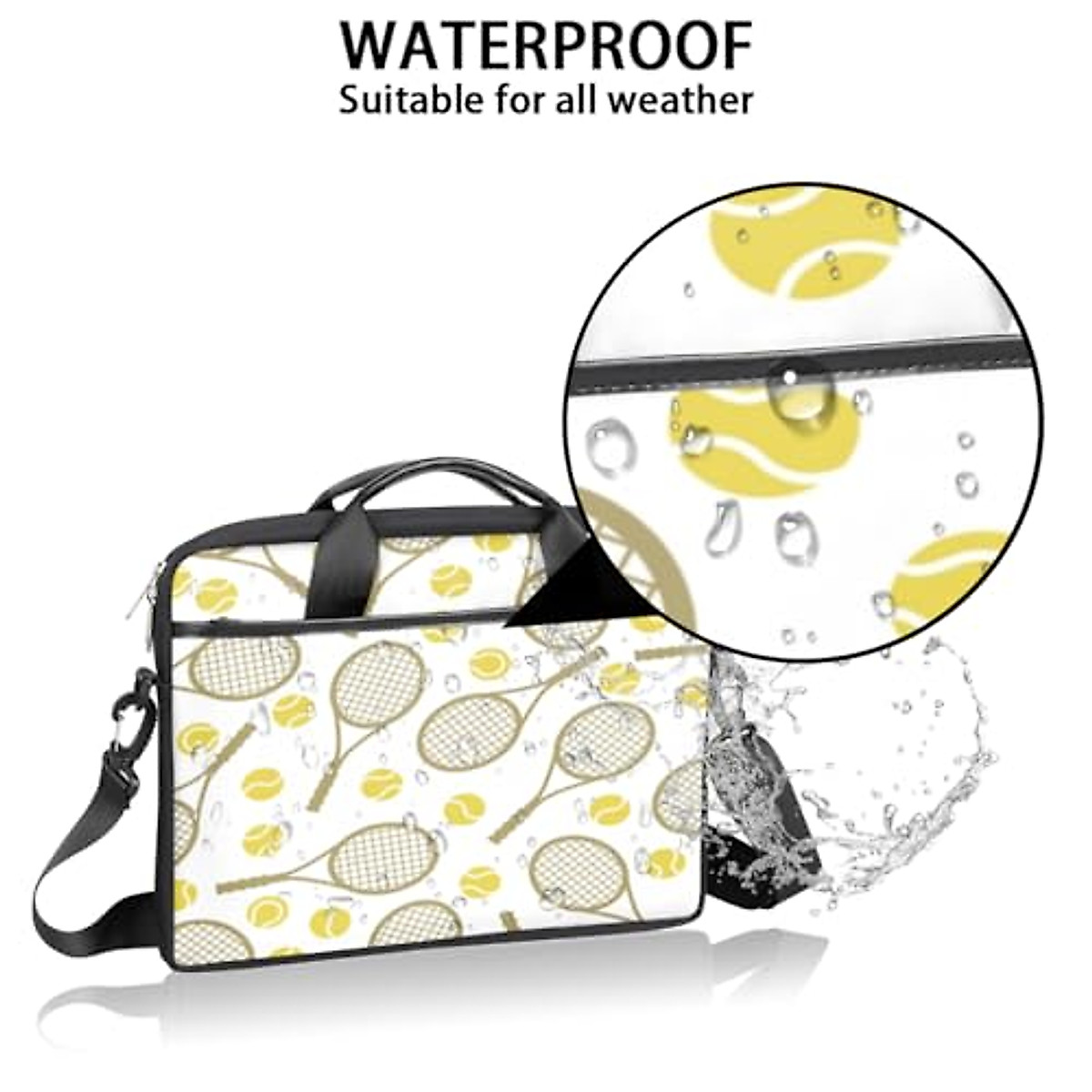 Tennis Bat Laptop Computer Bag Waterproof Shoulder Messenger Bag 13-15 inch Durable Laptop Tote Bag with Shoulder Strap Handle Lightweight Crossbody Briefcase