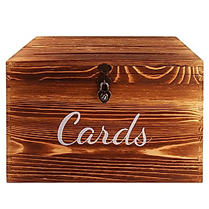 Wongblee Wooden Card Box with Lock and DIY Chalkboard Label, Rustic Gift Wishing Card Holder Box for Wedding, Birthday, Showers and More(Brown)