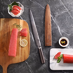 Cangshan HAKU Series 501127 High Carbon X-7 Damascus Steel 12-inch Sashimi Knife with Sheath