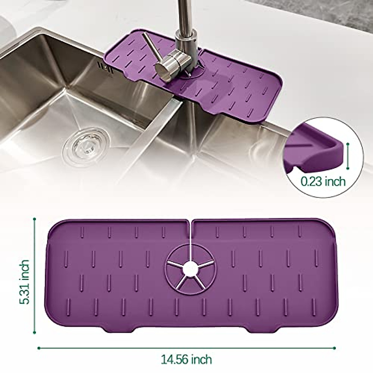 JODEILIY Kitchen Silicone Faucet Sink Splash Guard,Faucet Water Catcher Mat,Sink Draining Pad Behind Faucet,Silicone Drying Mat