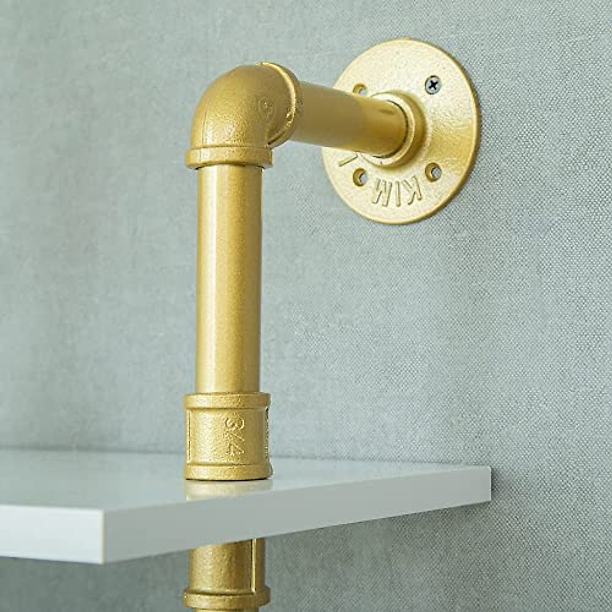 HEONITURE 5 Shelf Modern Gold Bookshelf, Wall Mount White Bookcase, Ladder Shelf with Metal Frame, Display Shelf Shelves for Living Room/Home/Office