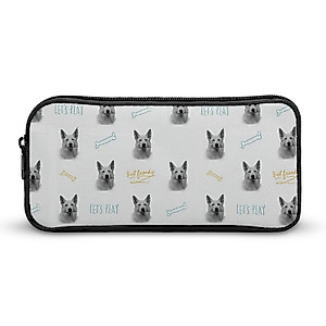 German Shepherd White Pencil Case Pencil Pouch Coin Pouch Cosmetic Bag Office Stationery Organizer