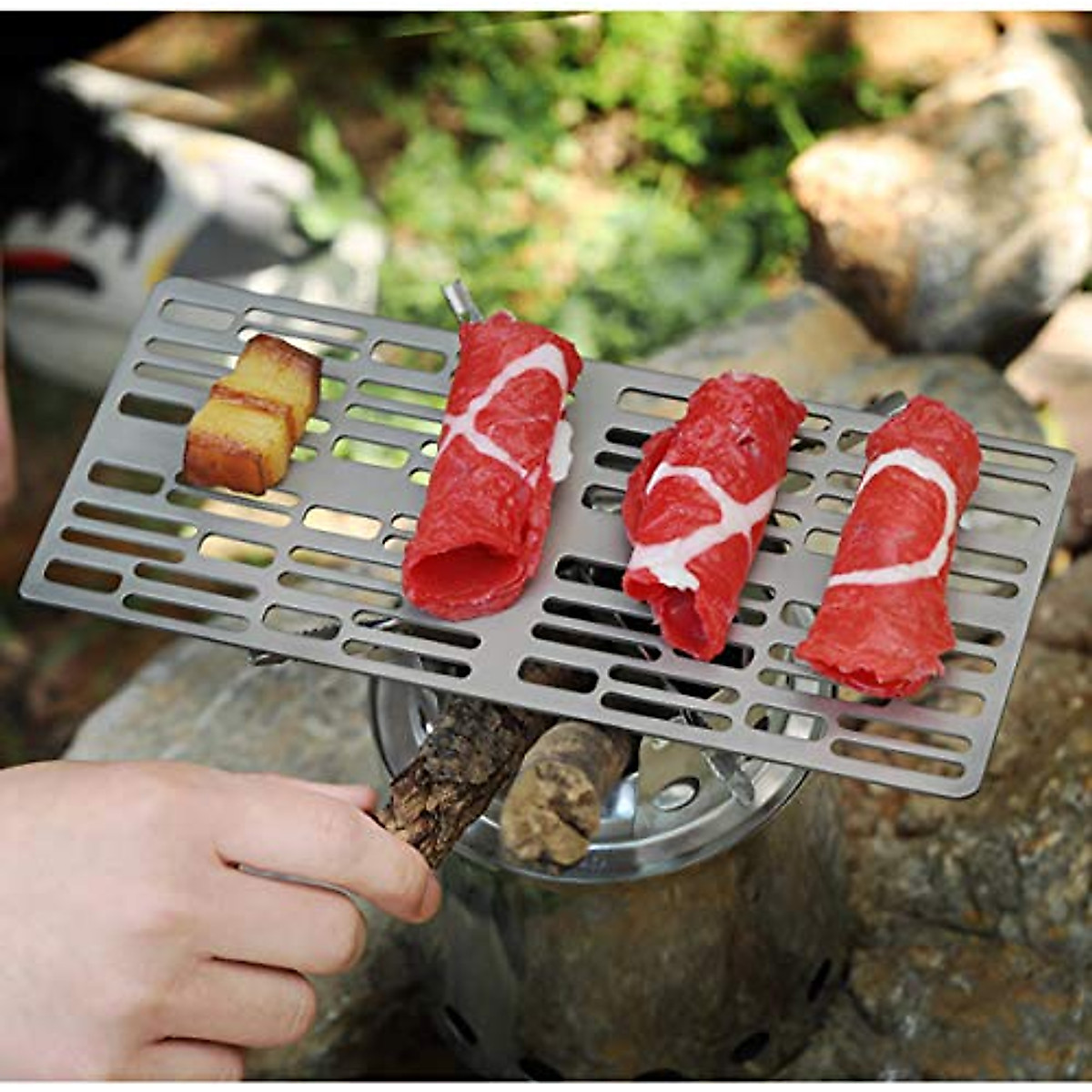 Tentock Titanium Barbecue Grill Grate Ultralight Roasting Kitchen Utensils Cooling Rack for Outdoor Camping Picnic