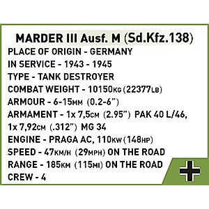COBI Historical Collection WWII MARDER III Ausf. M Tank