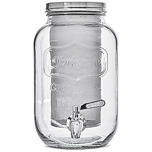 Gallon Cold Brew Coffee Maker Dispenser - 4 Quart Strong Glass Container with Stainless Steel Spigot Dispenser, Metal Filter and Airtight Metal Lid -for Large Batch Cold Brewing by kitchentoolz