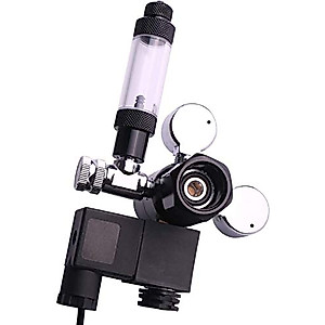 FZONE Aquarium CO2 Regulator AC Solenoid Mini Dual Gauge Display with Bubble Counter and Check Valve for US Standard CGA320 CO2 Cylinder