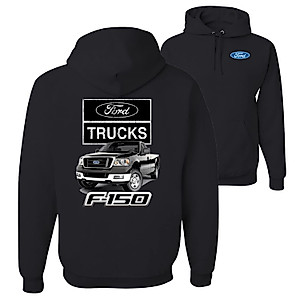 Wild Bobby Ford Trucks F150 Pickup Cars and Trucks Front and Back Unisex Graphic Hoodie Sweatshirt, Black, X-Large