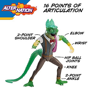 Alter Nation Sham Human Chameleon Alligator Hybrid Web Cartoon Dark Horse Comics Graphic Novel Action Figure with Thermal Color Changing Body & Mini Comic Book Great Gift for Kids 6 & Up