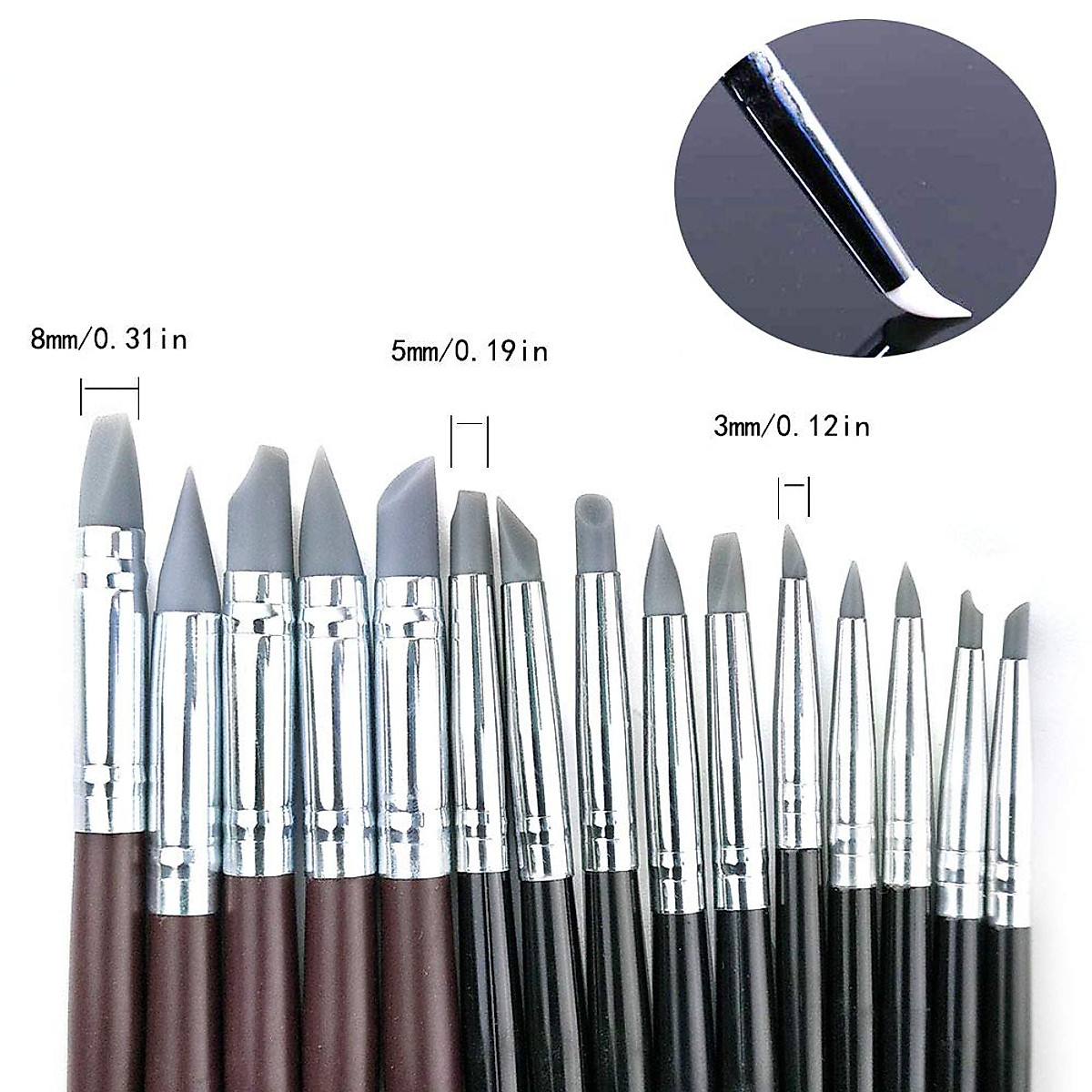 Hamineler 20Pcs Silicone Clay Sculpting Tool Clay Shaping Modeling Wipe Out Tools, Modeling Dotting Tool Pottery Clay Sculpture Carving Tools
