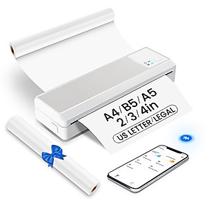 vretti Portable Printers Wireless for Travel, Wireless inkless Portable Printer with 304DPI, Portable Thermal Printer, Instant Printing, Inkless Printer for iOS&Android, Support US Letter&A4&B5