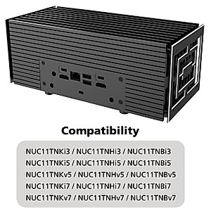 Akasa Turing TN, for Intel NUC 11 (Tiger Canyon), Pure Aluminum Fanless NUC Case, Internal M.2 SSD Heatsink, Support up to Four 4K Displays & 2.5" SSD/HDD, Small Computer Case, A-NUC68-M1B