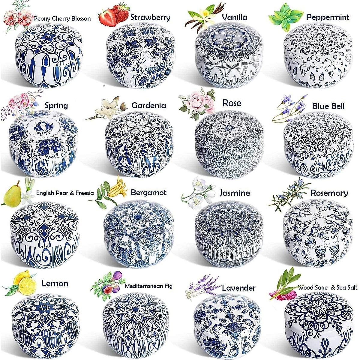 Onebird Set of 16 Scented Candle Gift Set,Natural Pure Soy Wax Aromatherapy Candles Essential Oils for Home and Women