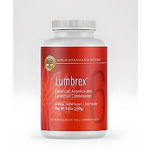Lumbrex Joint Pain and Stiffness Relief Supplement for Dogs by Gold Standard Herbs, All Natural Angelica Root and Loranthus, 250 gram Powder