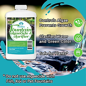 Algaecide for Fountains – Clarify and Controls Algae for Large and Small Fountain (8 oz)