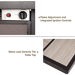 Grand patio Outdoor 5-Piece Steel Fire Pit Dining Set All-Weather 4 Steel Rocking Wicker Chairs with Removable Olefin Cushion & 32-in Square CSA Approved 50000BTU Sling Base Propane Gas Fire Table