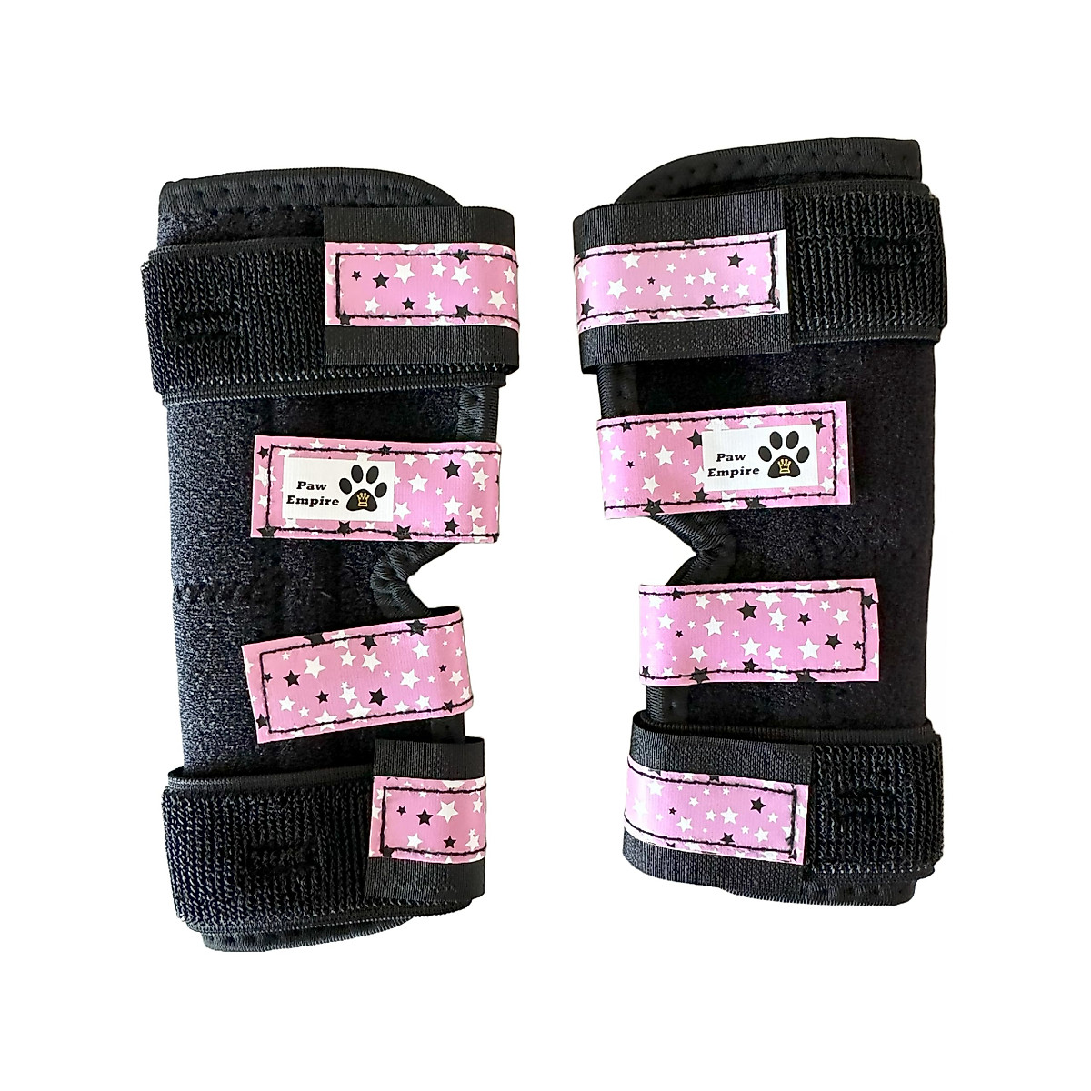 Paw Empire - Pair of Dog Leg Braces, Ultra Supportive, Comfortable, Dual Metal Springs, Canine Hock Brace for Joint Arthritis, Assists Injury & Sprains (Pink Stars, Large)
