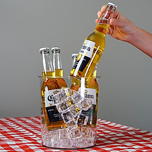 Spec101 Champagne Ice Bucket 6 Pack - Wine Bottle Chiller Beverage Tub Clear Plastic Ice Bucket Wine Buckets for Parties