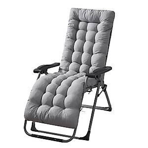 KOCASO 67x22in Chaise Lounger Cushion Bench Patio Recliner Rocking Chair Sofa Mat Deck Chair Cushion Indoor Outdoor Furniture Pat with 6 Ties & 1 Non-Slip Top Cover, Grey (Only A Cushion)