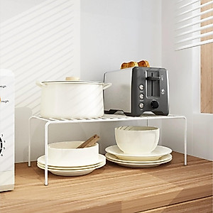 Redrubbit Large (15.7 x 9. 4 Inch) Cabinet Storage Shelf Rack, Rustproof Kitchen Counter and Cabinet Shelf, Storage Rack Organizer for Kitchen, Fridge, Cabinet, Bathroom, Set of 2