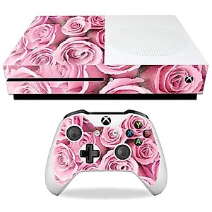 MightySkins Glossy Glitter Skin for Microsoft Xbox One S - Pink Roses | Protective, Durable High-Gloss Glitter Finish | Easy to Apply, Remove, and Change Styles | Made in The USA (GL-MIXBONES-Pink Roses)