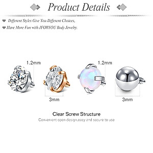 JFORYOU 12Pcs Replacement Balls For Piercings 16G Internally Threaded Piercing Jewelry Parts for Septum Eyebrow Lip Ring Helix Tragus Piercing