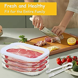 TOWEBOORY 3 Pcs Deli Meat Container for Fridge,Stackable Bacon Lunch Meat Container for Refrigerator,Food Storage Boxes with Lid for Cold Cuts, Salami,for Fridge Airtight Deli Holder