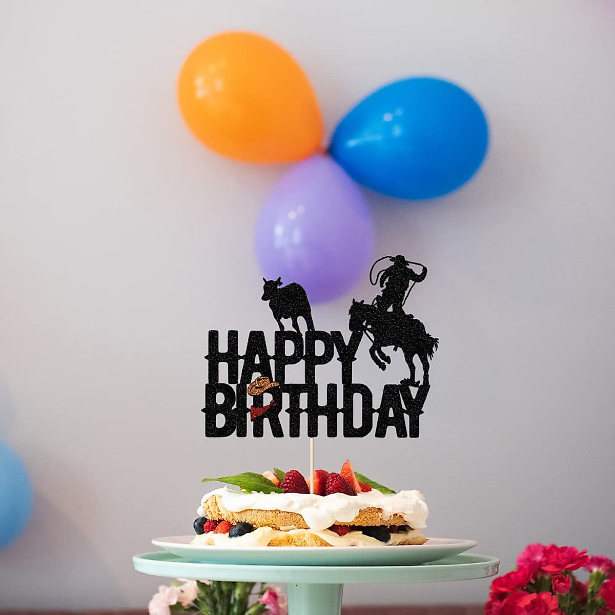 Cowboy Happy Birthday Cake Topper shiny cowboy happy birthday cake topper for boys girls cowboy themed birthday decorations