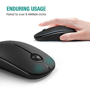 TechGarden 2.4G Slim Wireless Mouse, Silent Cordless Computer Mouse with USB Receiver, Portable Travel Mouse for Laptop Desktop PC Chromebook - Black