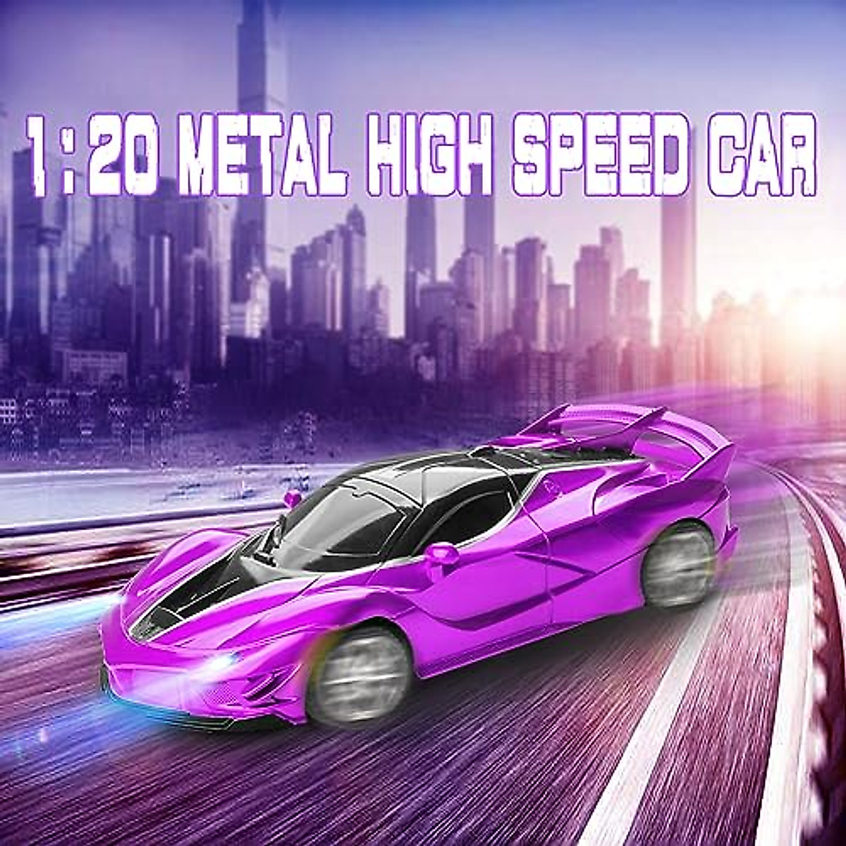RC Cars-Remote Control Car for Girl, 2.4Ghz 1:18 Scale Electric Remote Toy Racing, with Led Lights Rechargeable High-Speed Hobby Toy Vehicle, RC Car Gifts for Age 3 4 5 6 7 8 9 Year Old Kids (Purple)