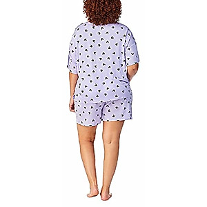 Disney Womens Short Pajama Set with Pockets (Purple, X-Large)
