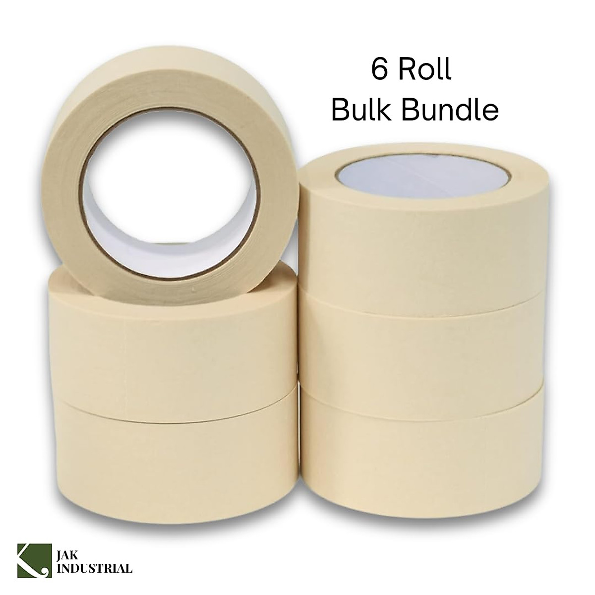JAK Industrial 6 Rolls - 2 Inch Masking Tape for General Purpose/Painting - 60 Yards per roll
