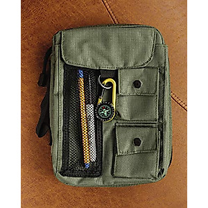 Compass Bible Cover, Zippered, with Handle, Nylon, Green, Medium