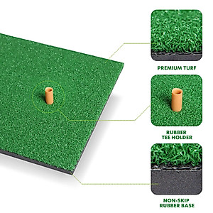 TRUEDAYS Golf Mat - Artificial Turf Golf Mat with Non-Slip Foam - 12“ x 24“ Golf Hitting Mat for Indoor and Outdoor Practice (Includes Rubber Tee Holder and Tees)